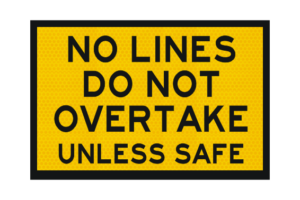 T3-12A No Lines Do Not Overtake Sign - No Lines Boxed edge Sign