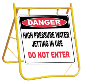 High Pressure Water Jetting Sign and Stand Combo - National Traffic Signs