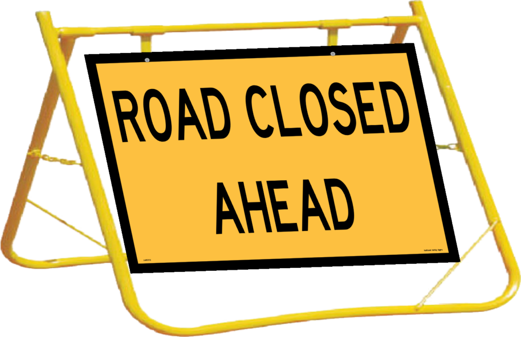 Road Closed Ahead Sign with Stand - National Traffic Signs